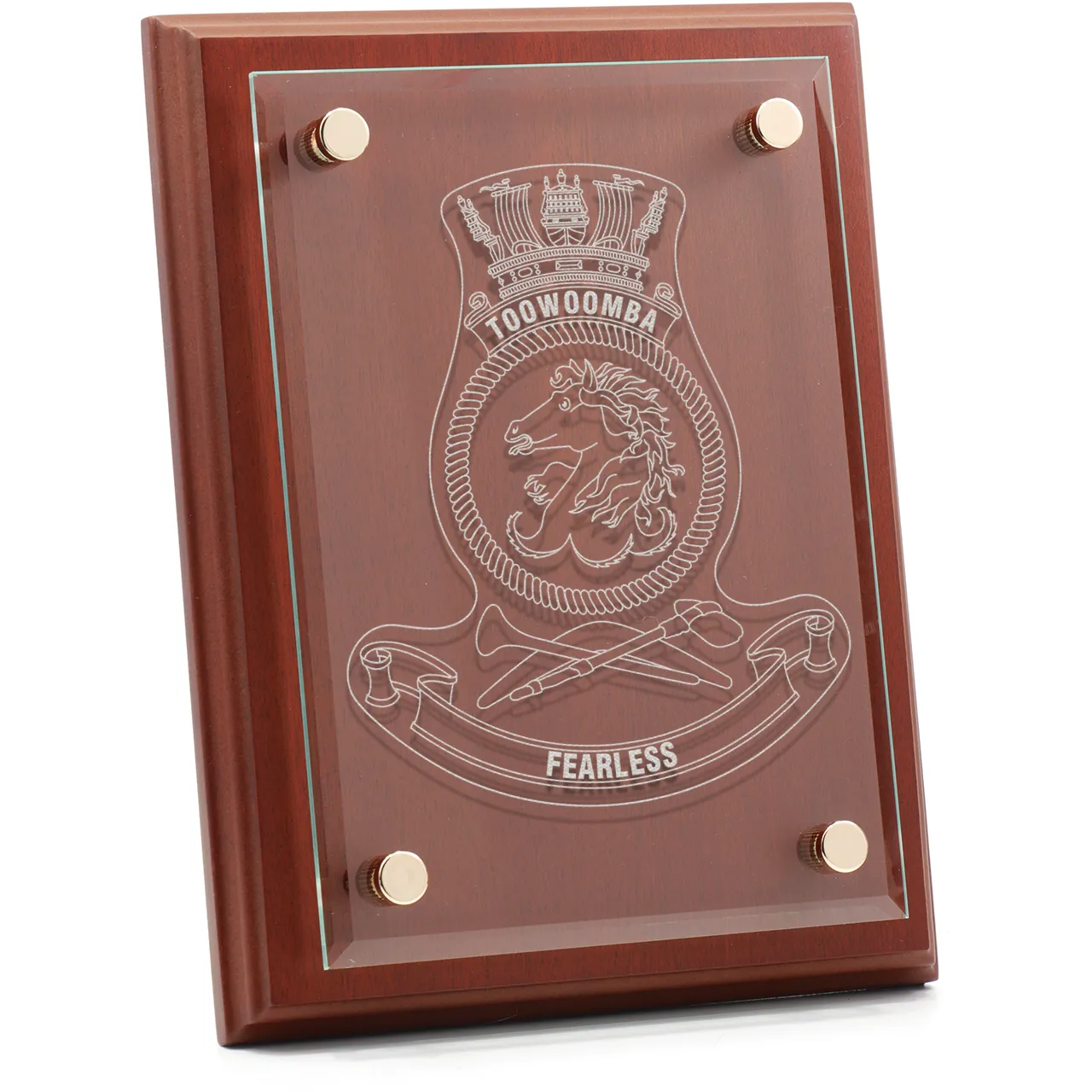 HMAS Toowoomba Delta Floating Glass Award | Engraved Plaque - Navy Shop